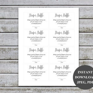 Diaper Raffle Ticket Cards | Printable Baby Shower Games | Diaper ...