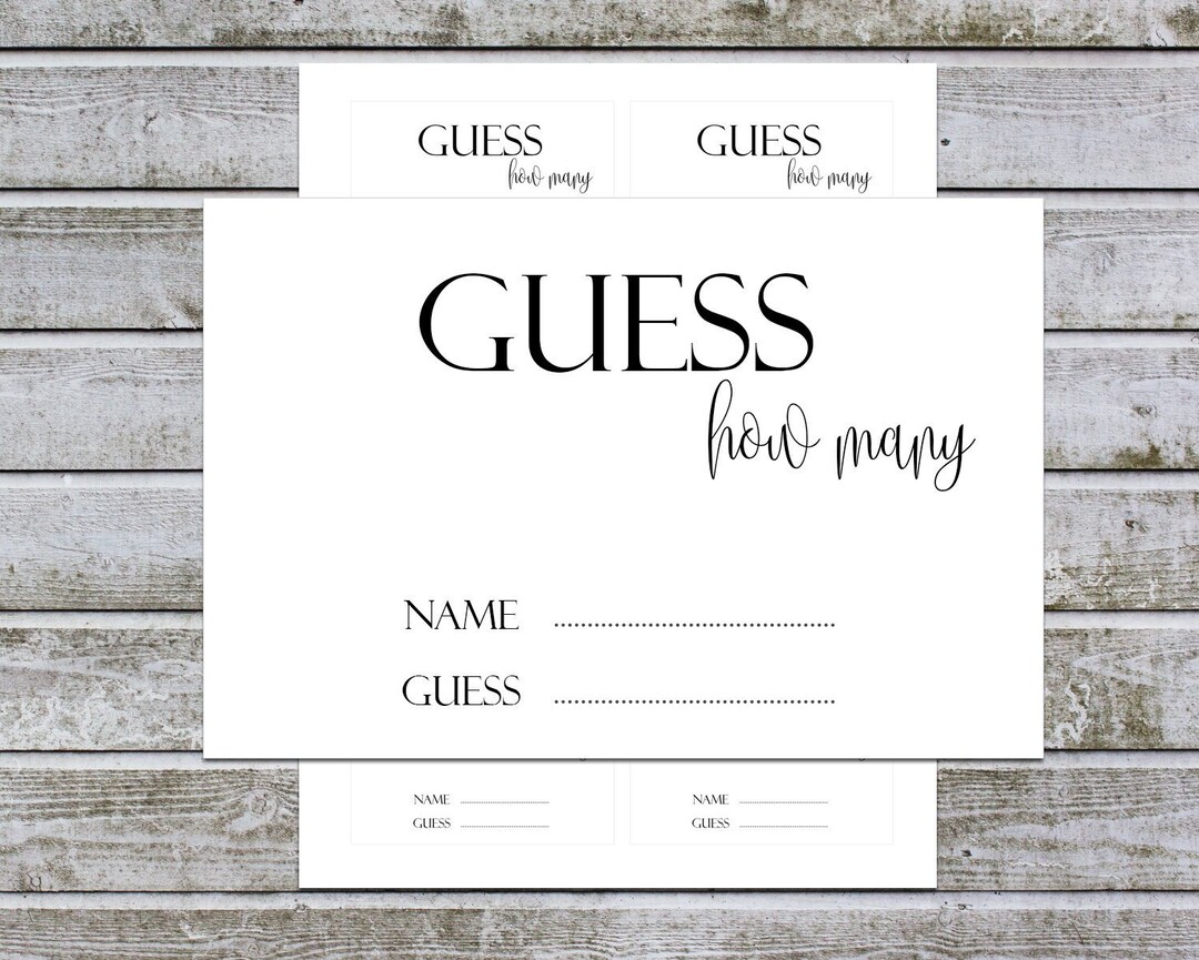 Baby Shower Guess How Many Cards | Guess How Many | Guessing Game ...