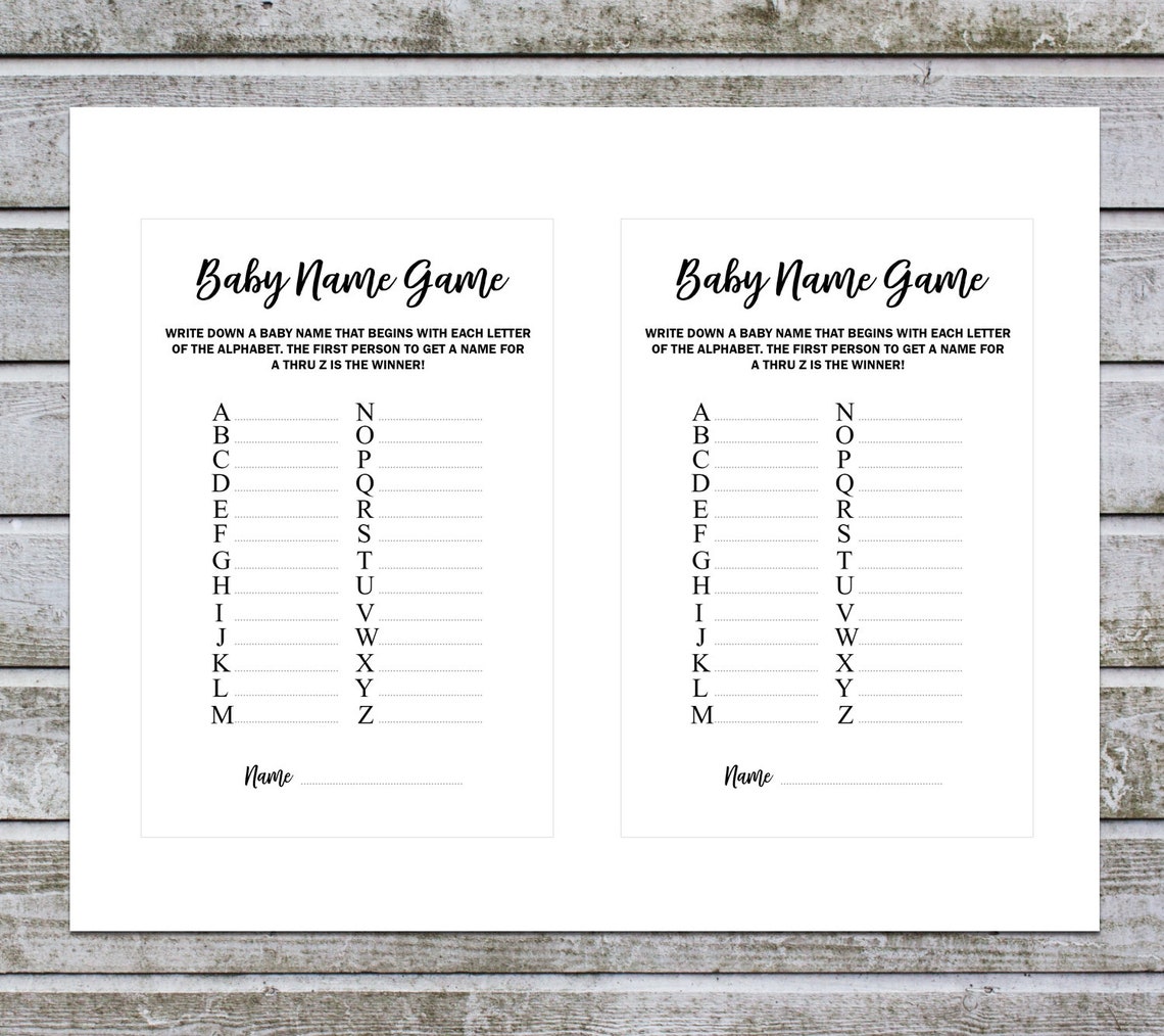 Printable Baby Shower Game Baby Name Game Baby Name Race | Etsy