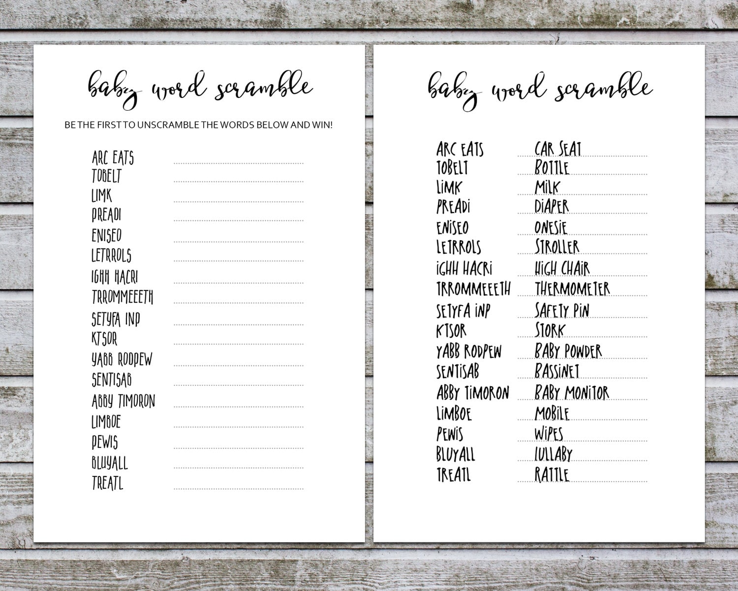 Baby Word Scramble Game Word Scramble Baby Shower Game baby | Etsy