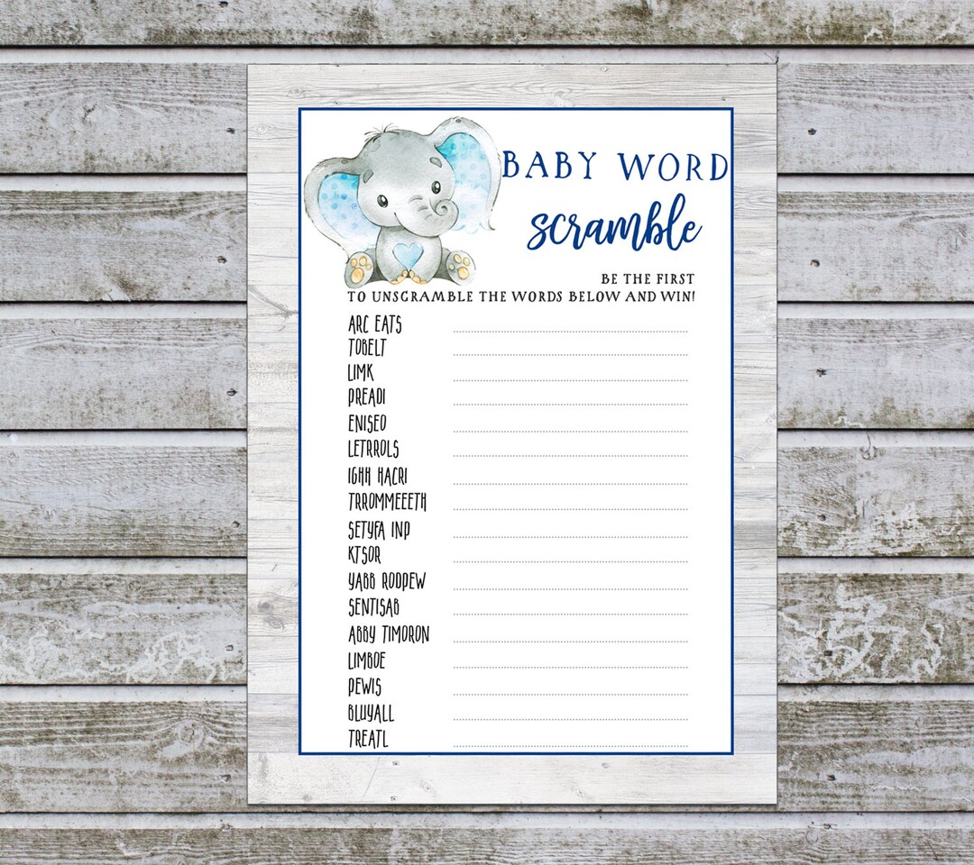 Baby Word Scramble Game, Word Scramble Baby Shower Game, Baby Scrambled ...