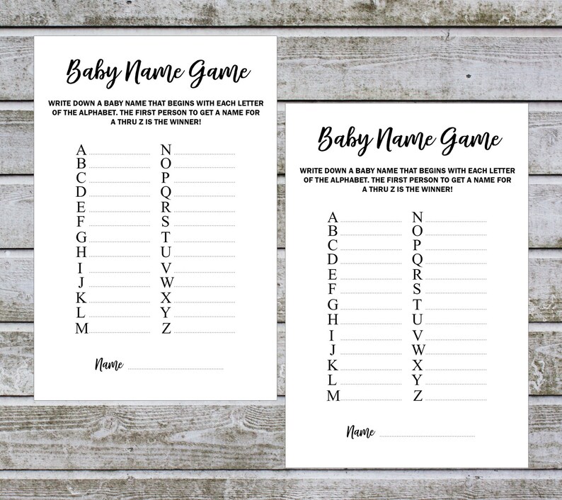 Printable Baby Shower Game Baby Name Game Baby Name Race | Etsy