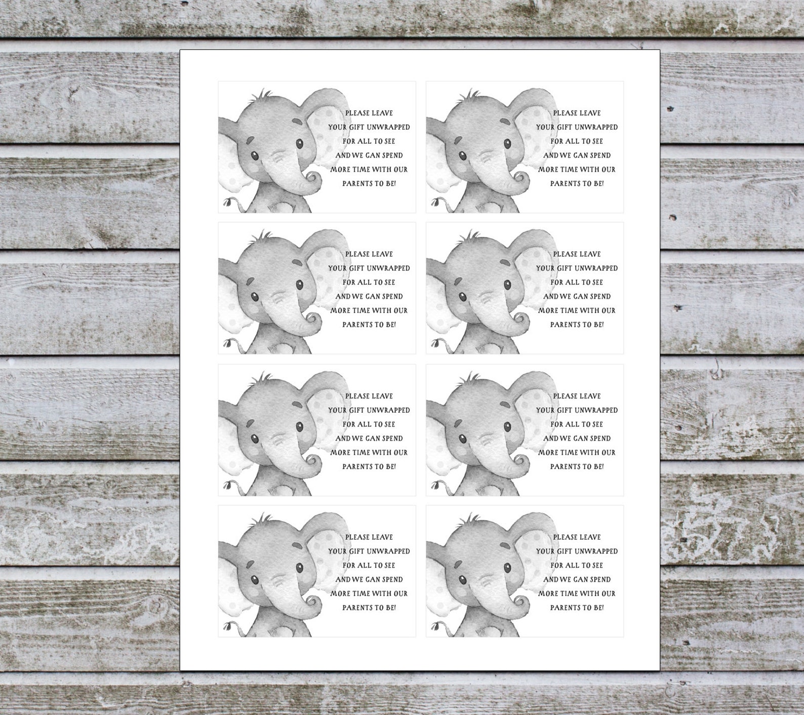 Baby Shower Tags Printable Display Shower Insert Unwrapped - Etsy