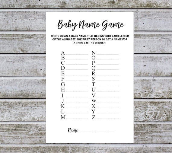 Printable Baby Shower Game Baby Name Game Baby Name Race | Etsy
