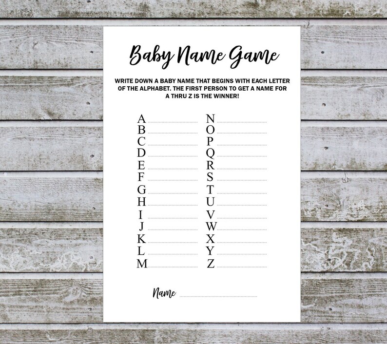 Printable Baby Shower Game Baby Name Game Baby Name Race | Etsy