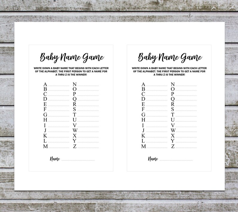 Printable Baby Shower Game Baby Name Game Baby Name Race | Etsy