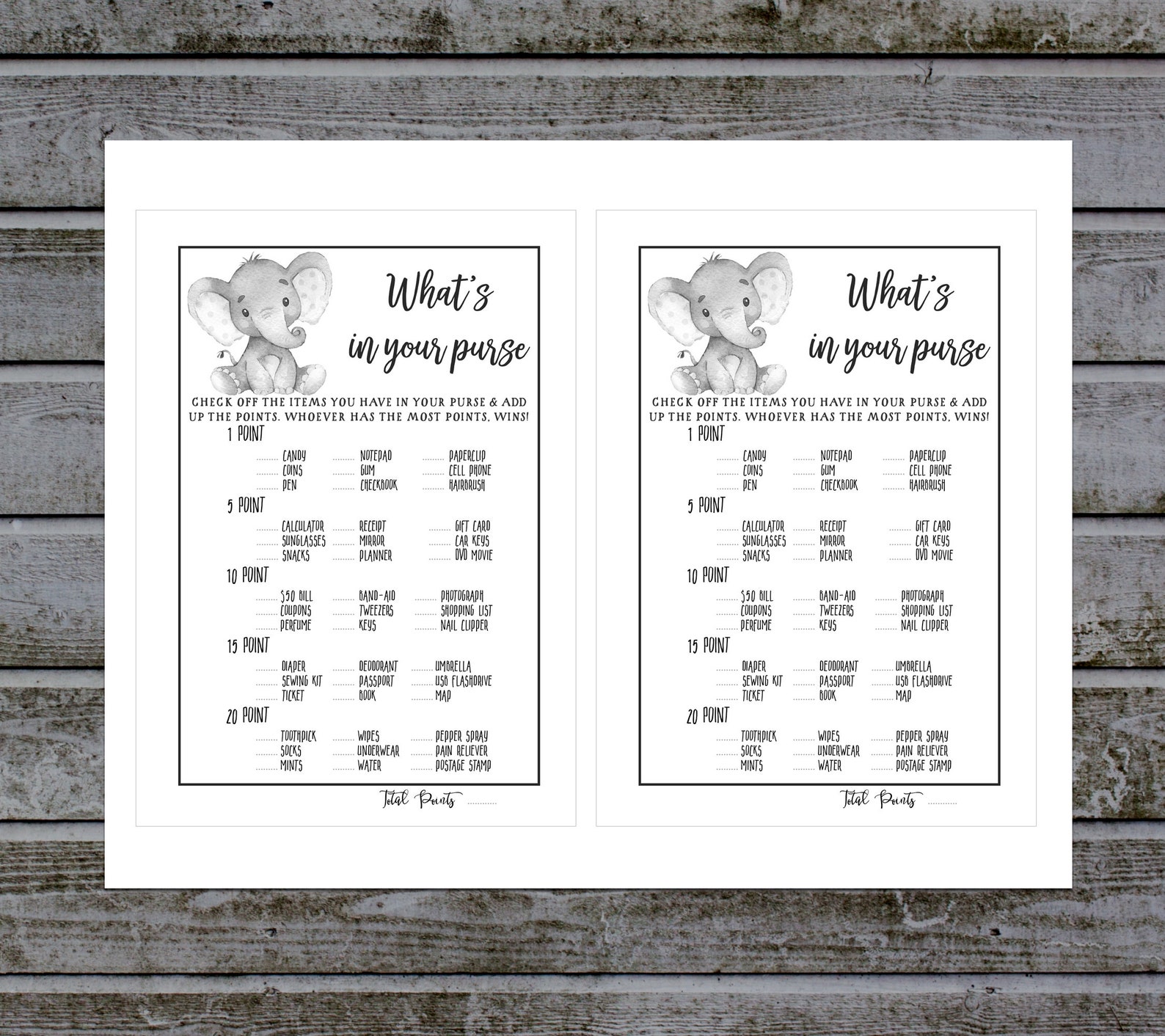 Whats in Your Purse Baby Shower Games Printable Baby Shower - Etsy