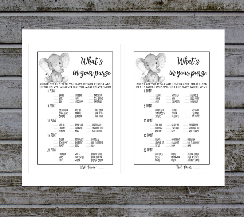 Whats in Your Purse Baby Shower Games Printable Baby Shower - Etsy