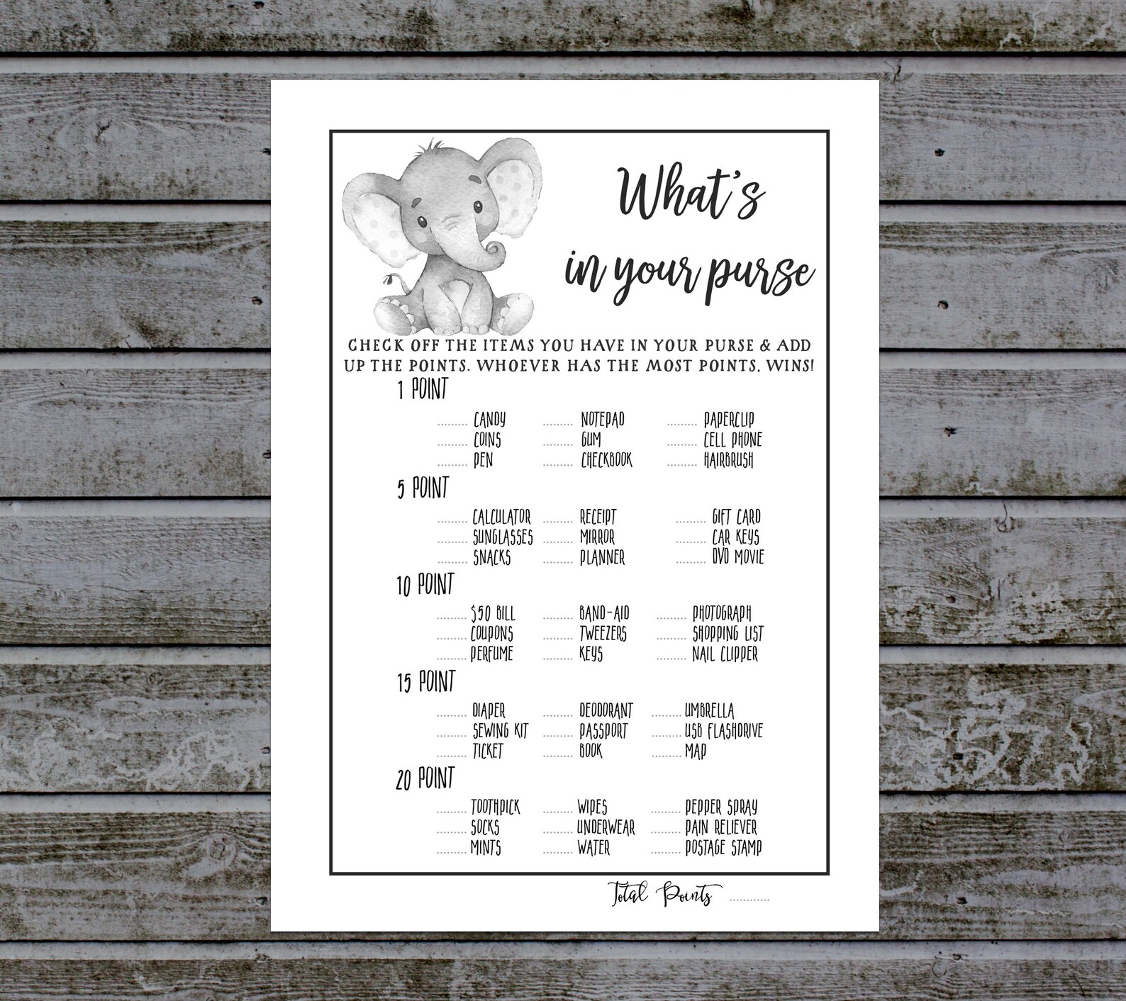 Whats in Your Purse Baby Shower Games Printable Baby Shower - Etsy