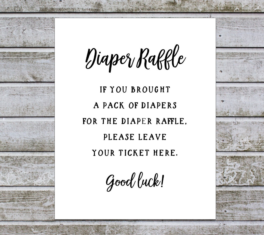 Diaper Raffle Sign, Baby Shower Game Sign, Printable Baby Shower Sign ...