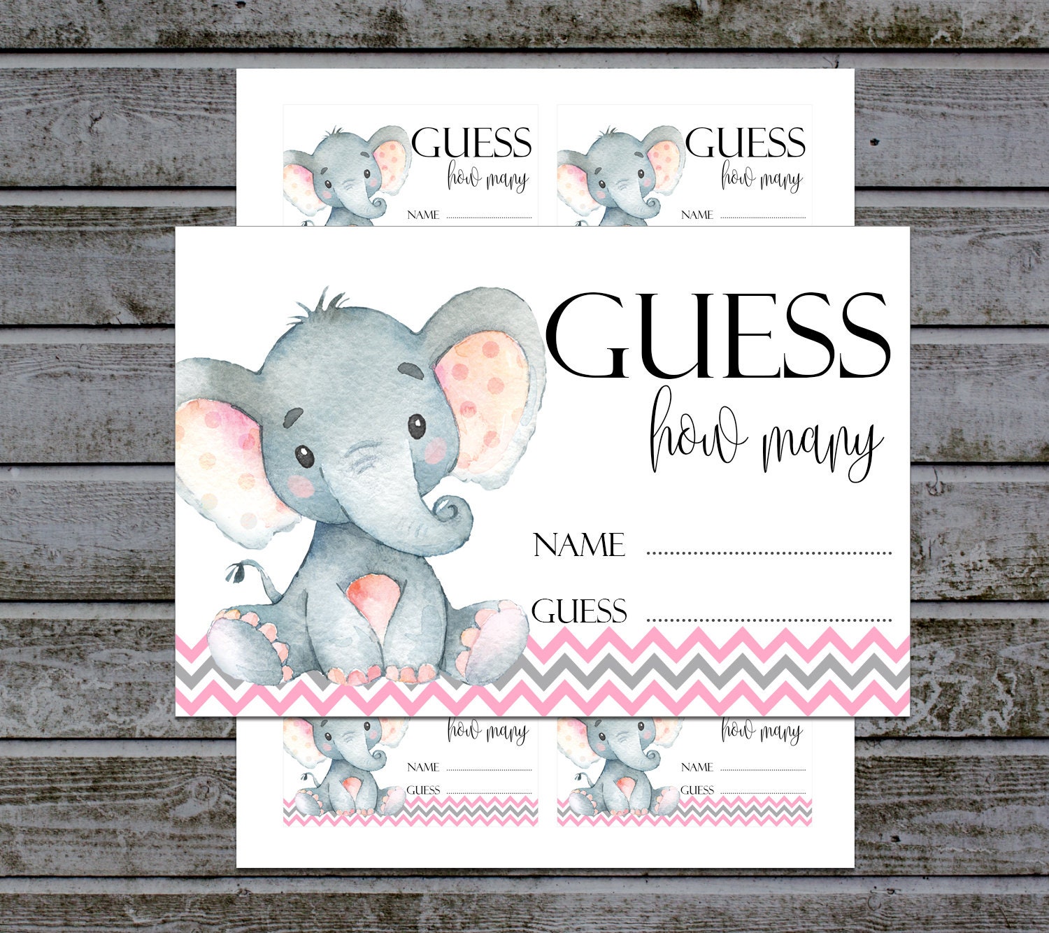 Baby Shower Guess How Many Cards Guess How Many Guessing | Etsy