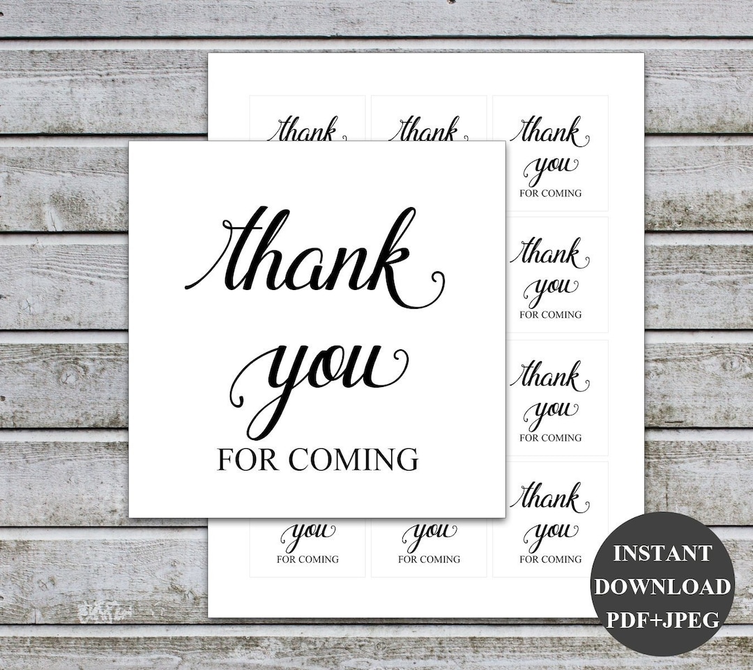 Thank You for Coming Tags, Wedding Favor Tags, Bridal Favor Tags Baby ...