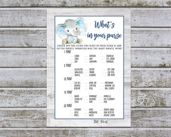 Whats in Your Purse Baby Shower Games Printable Baby Shower | Etsy