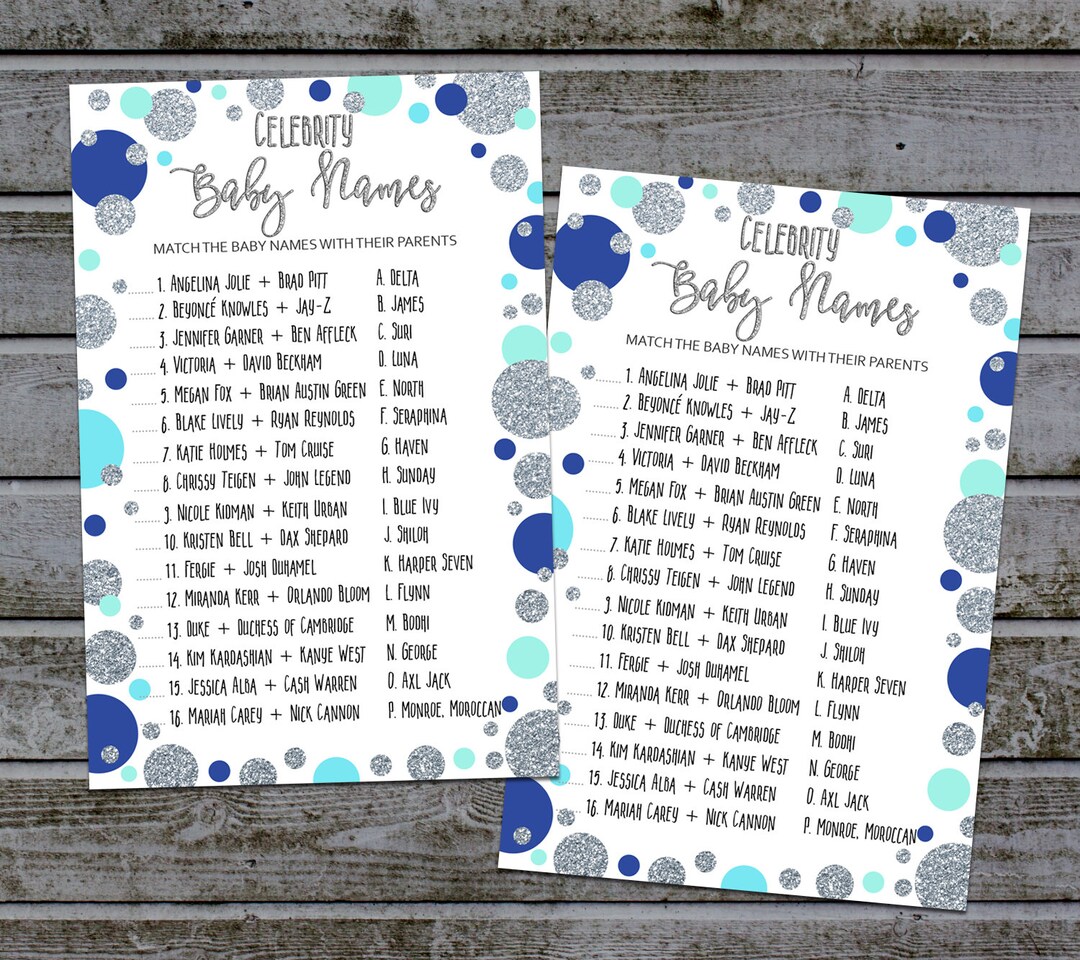 Celebrity Baby Name Game, Celebrity Baby Shower Game Printable, Instant ...
