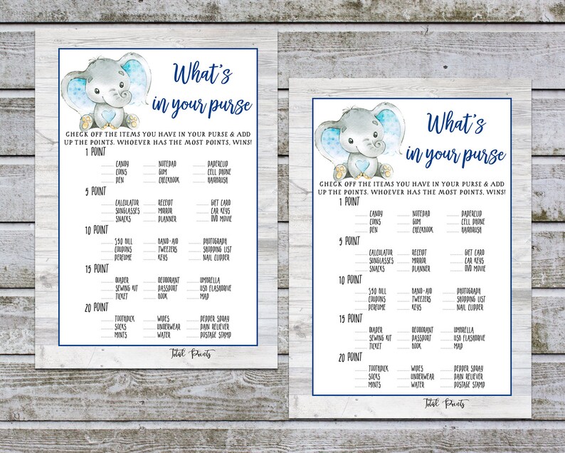 Whats in Your Purse Baby Shower Games Printable Baby Shower | Etsy