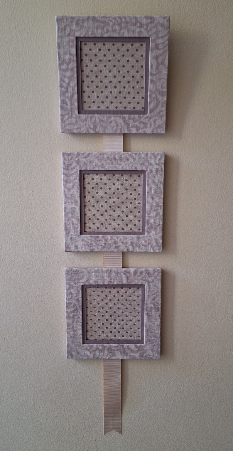 Triptych Wall Photo Holder, Photo Frames Fabric Peony and Sage, - Etsy