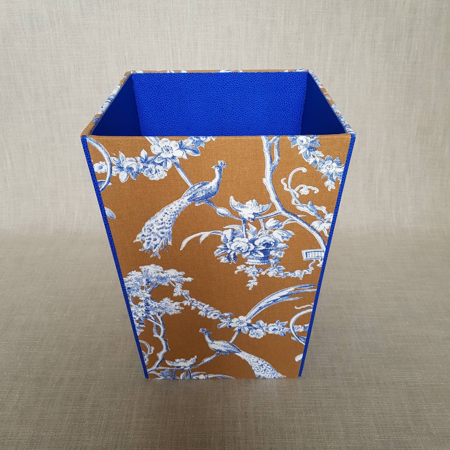 Waste Paper Basket, Decorative Paper Bin, Toile De Jouy Fabric, Bedroom ...