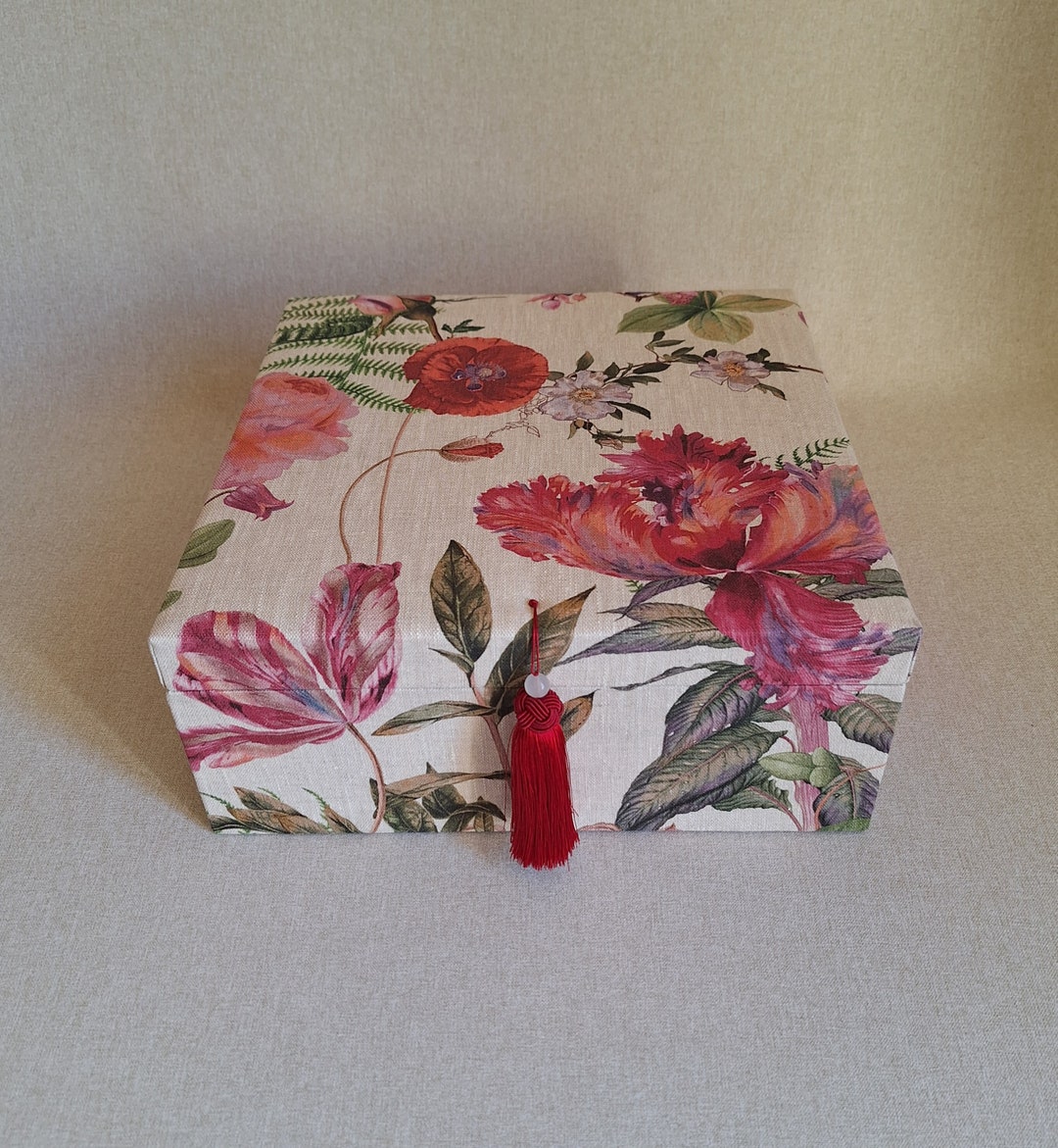 Storage Box Lined With Floral Fabric, Scarf Holder for Hermès Carré ...