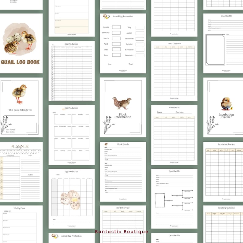 Libro de registro de codornices, registro de incubación y eclosión ...