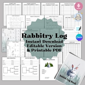 Editable Rabbitry Log Book, Rabbitry Log, Rabbit Breeders, Rabbitry ...