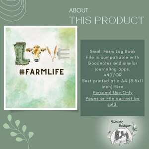 20 Page Farm Log, Small Farm Log, Hobby Farm Log, Farm Journal, Farm ...