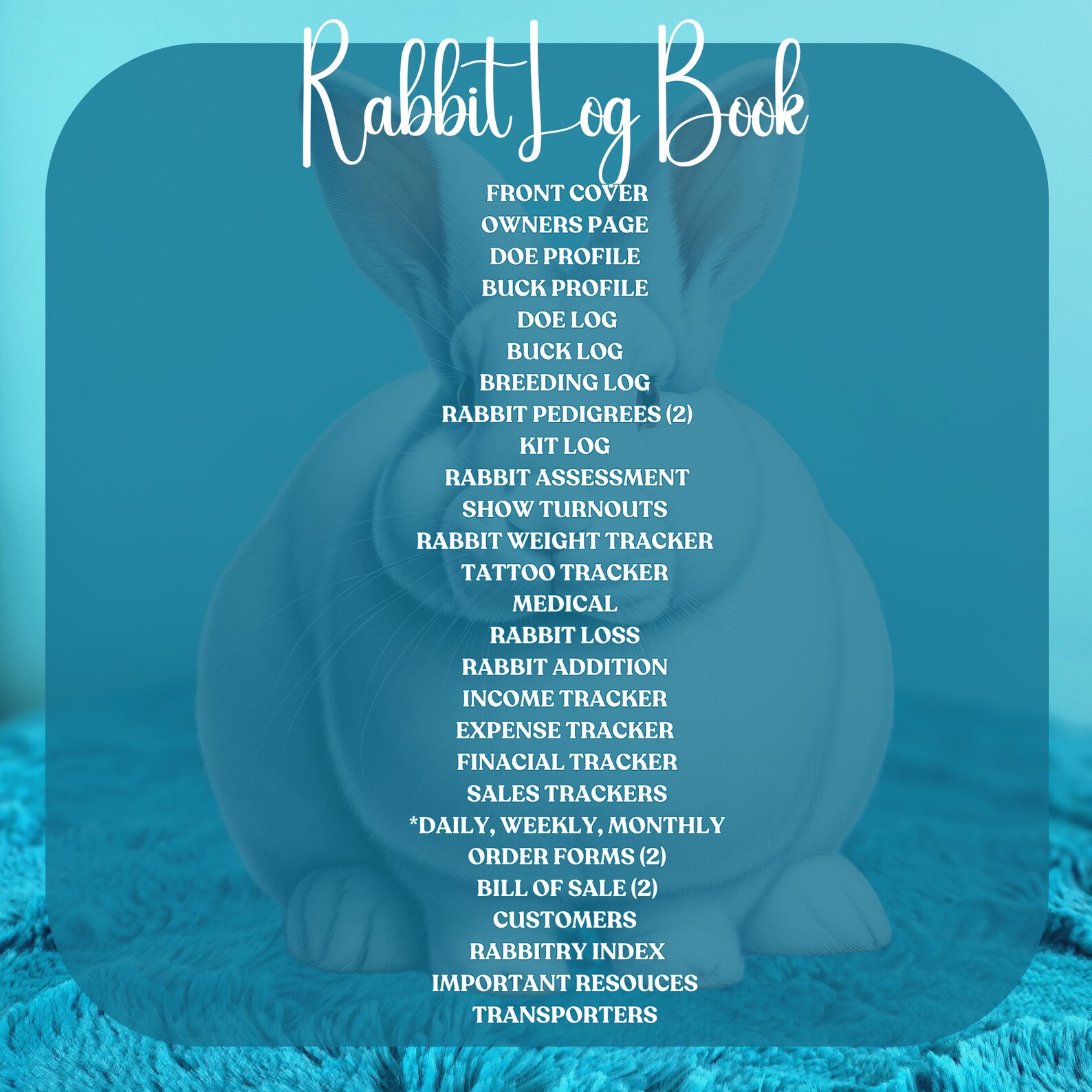 Editable Rabbitry Log Book, Rabbitry Log, Rabbit Breeders, Rabbitry ...