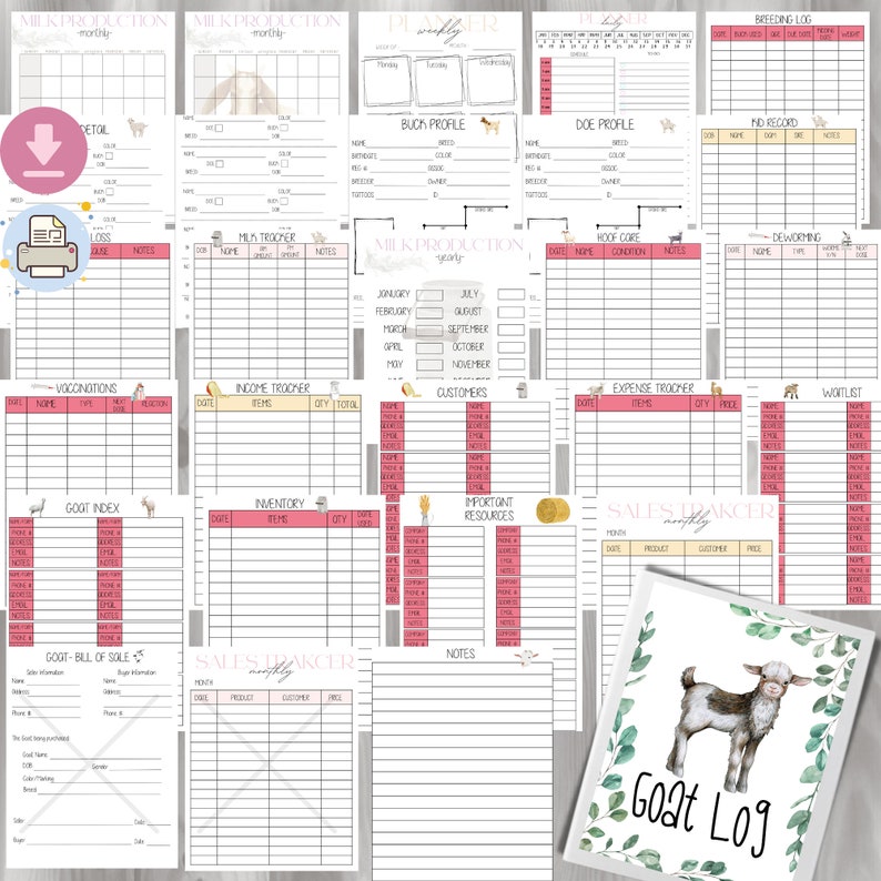 Goat Logbook Goat Journal Goat Keeper Goat Farm Log Milk - Etsy