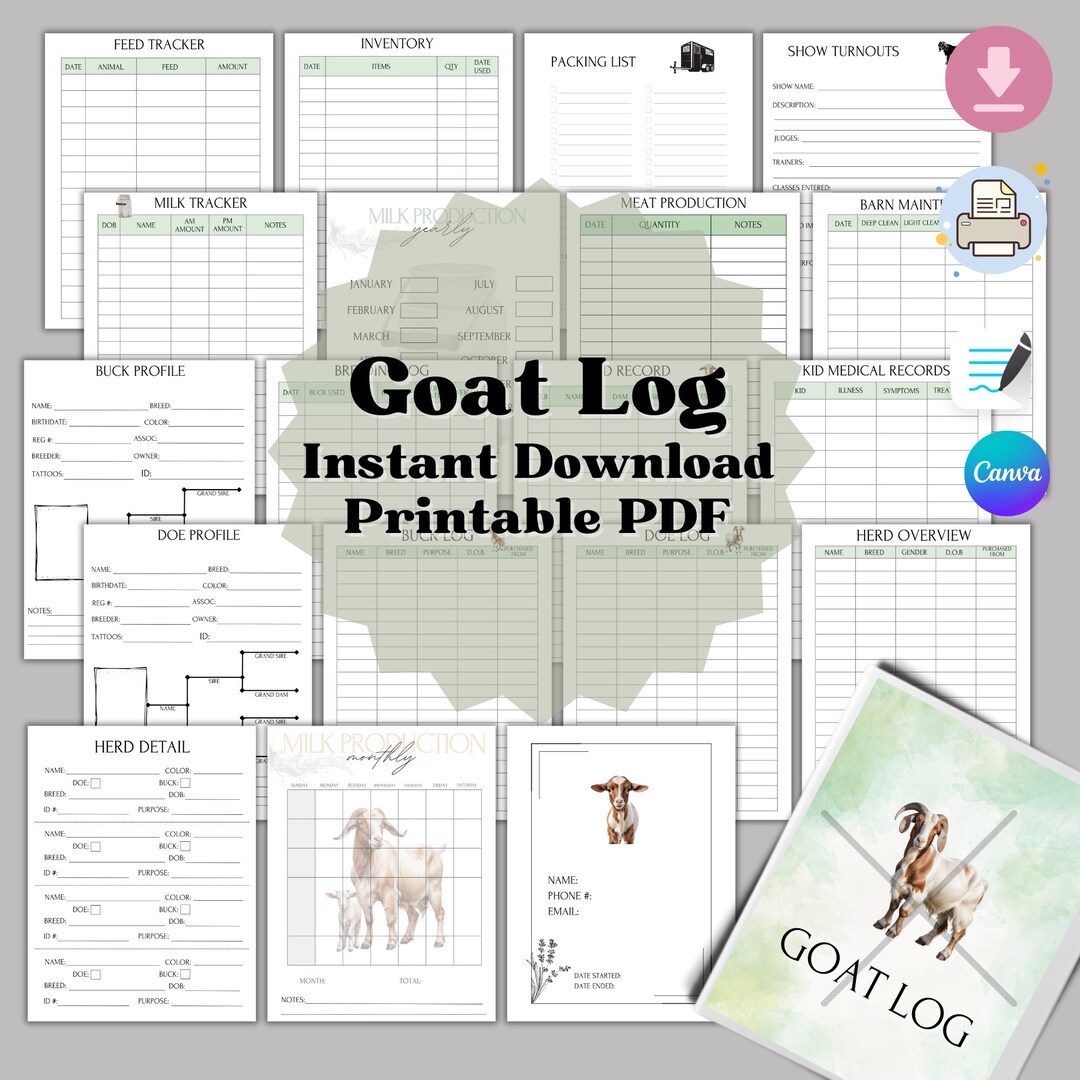 Goat Logbook, Goat Journal, Goat Keeper, Goat, Farm Log, Milk Log ...