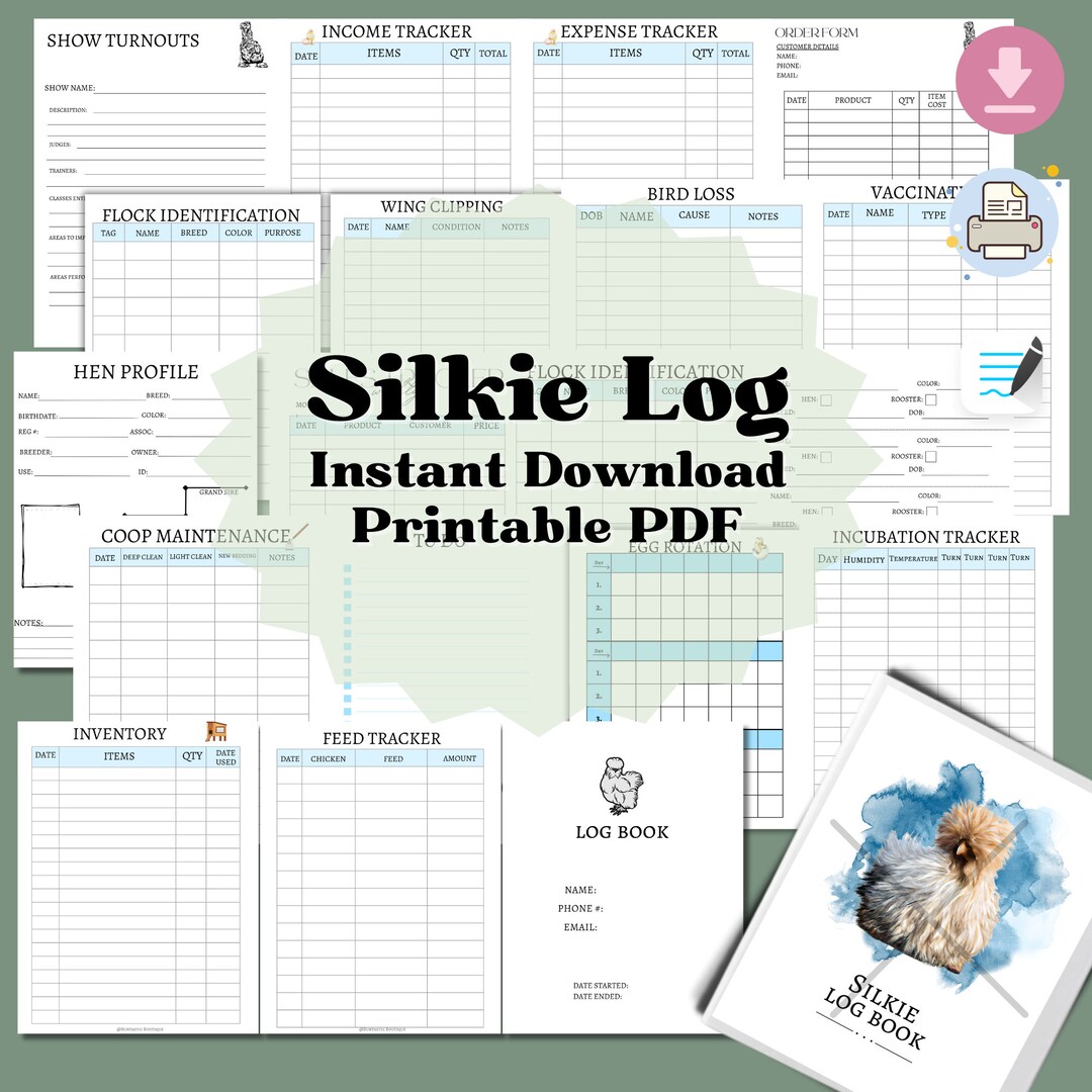Chicken Log Book, Hatchery Log Book, Incubation Log, Incubation Tracker ...