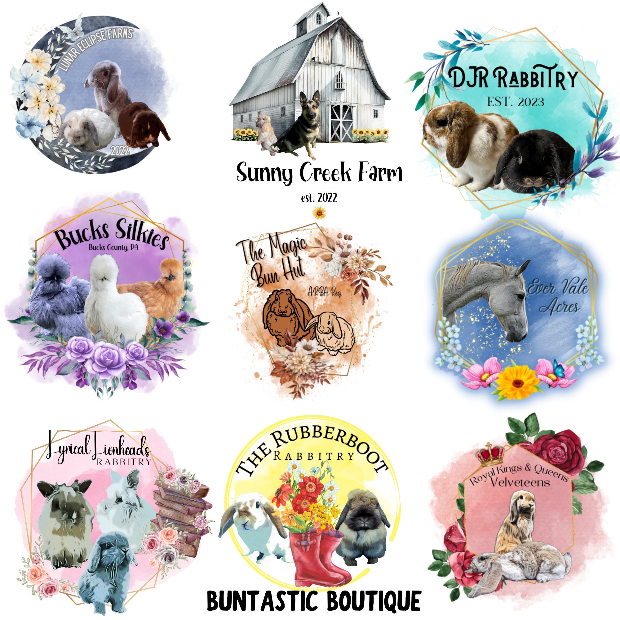 Custom Rabbitry Logo Design: Watercolor Farm Logo (digital Download) - Etsy