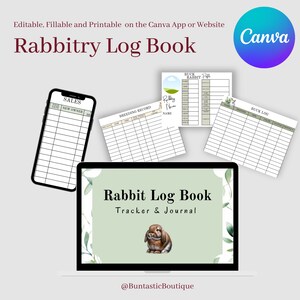 Editable Rabbitry Log Book: Canva Rabbit Breeding Tracker (digital ...