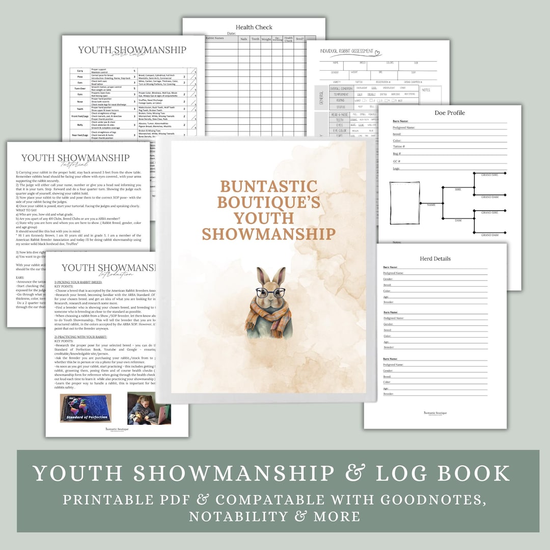 Youth Rabbit Showmanship Log Book & Tutorial (PDF Printable) - Etsy