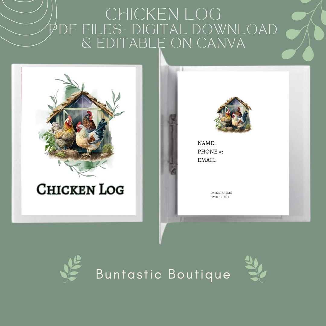EDITABLE Chicken Log Book, Hatchery Log Book, Incubation Log ...