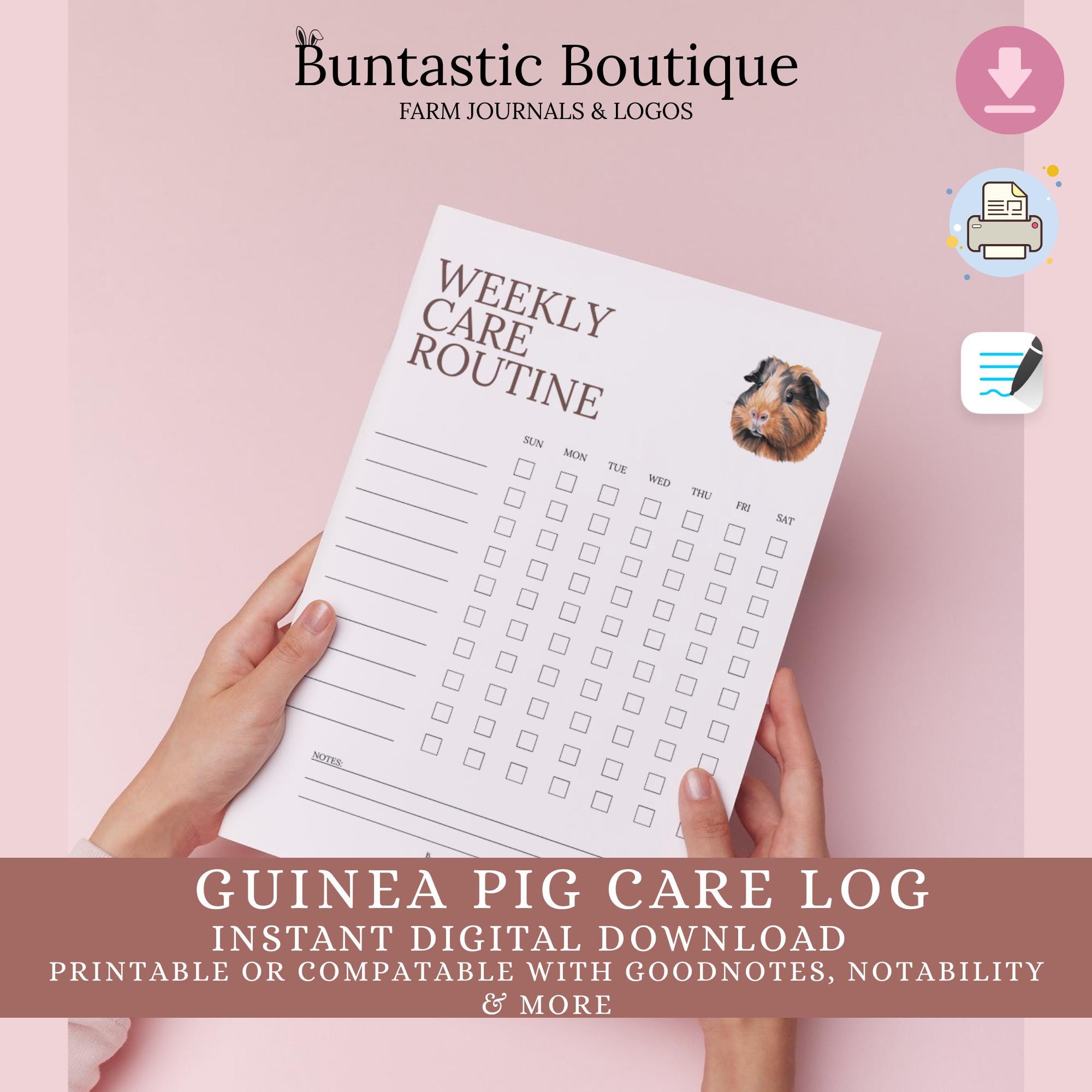 Guinea Pig Log Book, Guinea Pig Care Log, Guinea Pig Owners, Guinea Pig ...