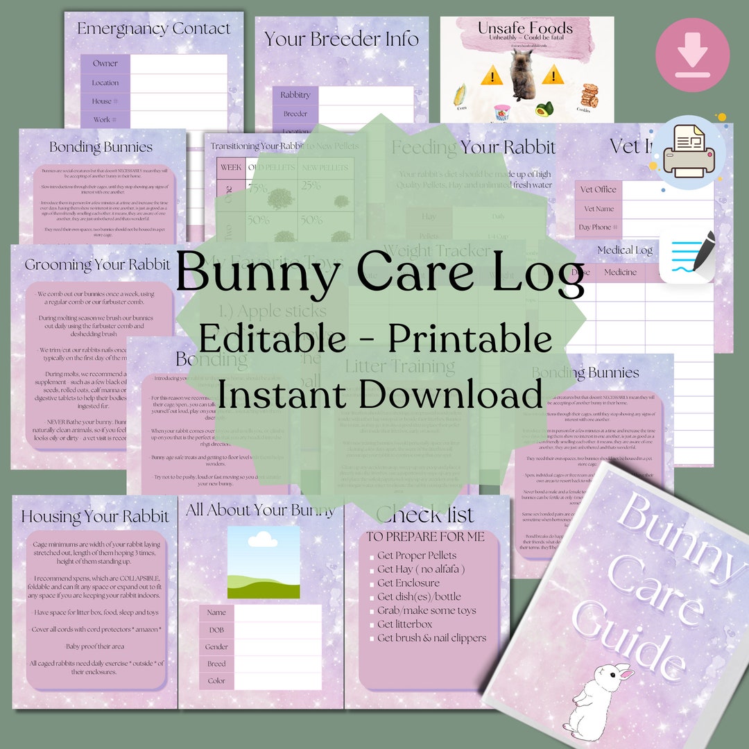 Premade - Editable, Rabbit Homing Kit, Rabbit Homing Guide, Rabbit Care ...