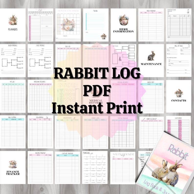 50 Page Rabbit Log Book, Rabbitry Log, Rabbitry Journal, Rabbit ...