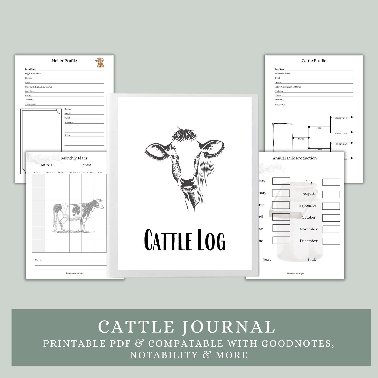 Cattle Log Book: Farm Management, Breeding & Medical Records (PDF ...