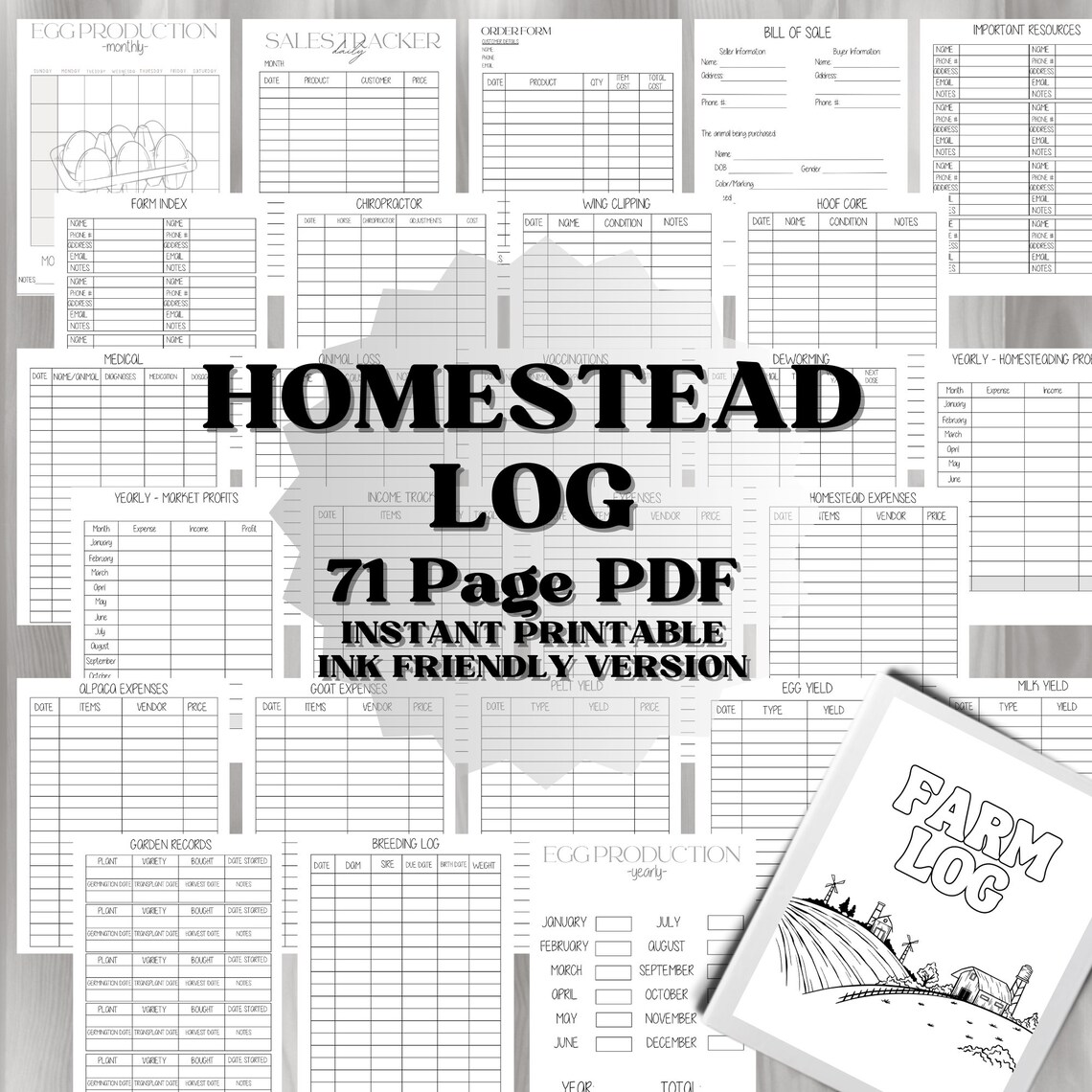 Homestead Log, Livestock Log, Homestead Management, Farm Log, Farm ...