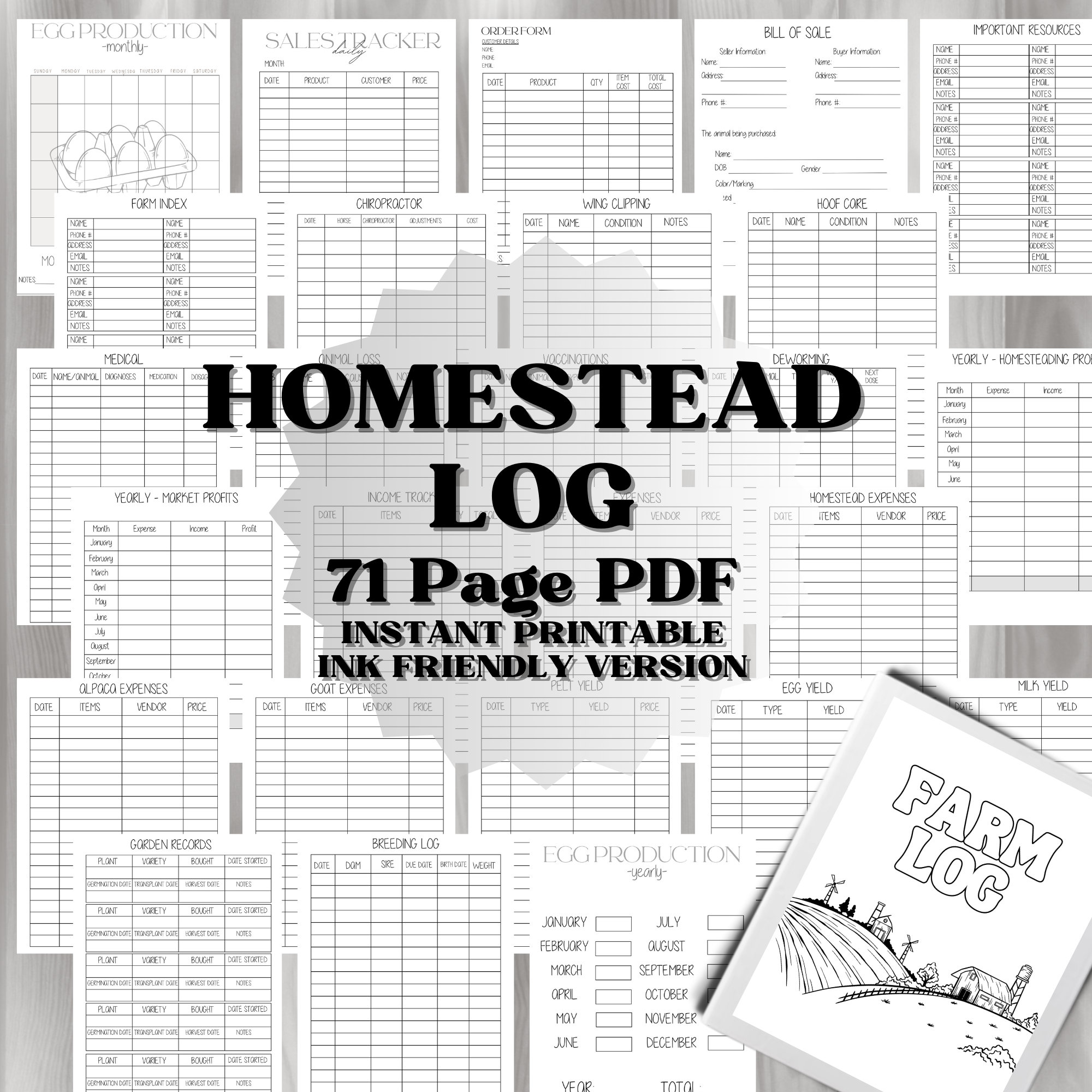 Homestead Log, Livestock Log, Homestead Management, Farm Log, Farm ...