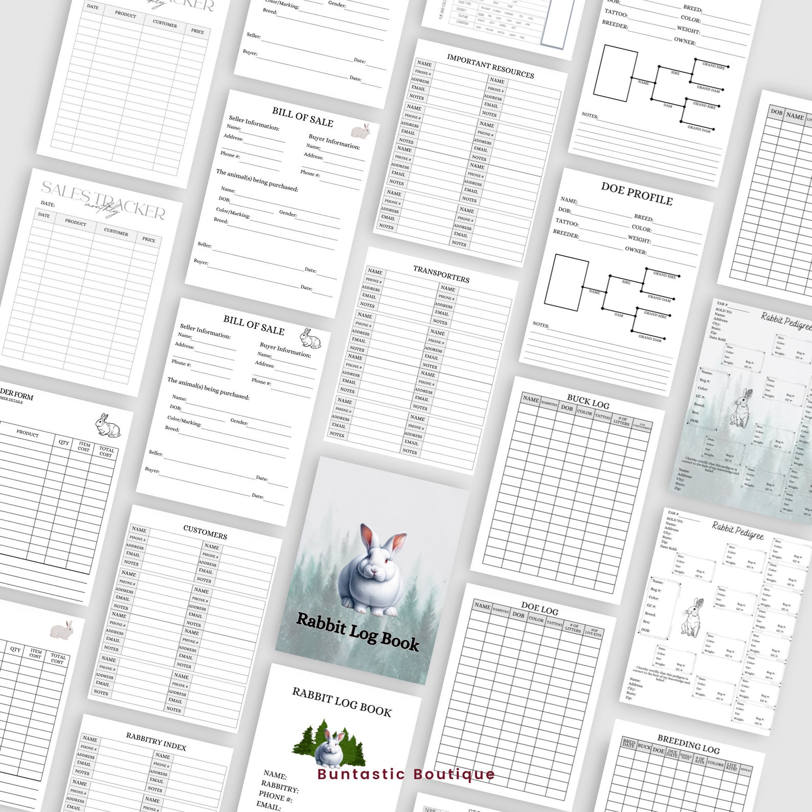 Editable Rabbitry Log Book, Rabbitry Log, Rabbit Breeders, Rabbitry ...