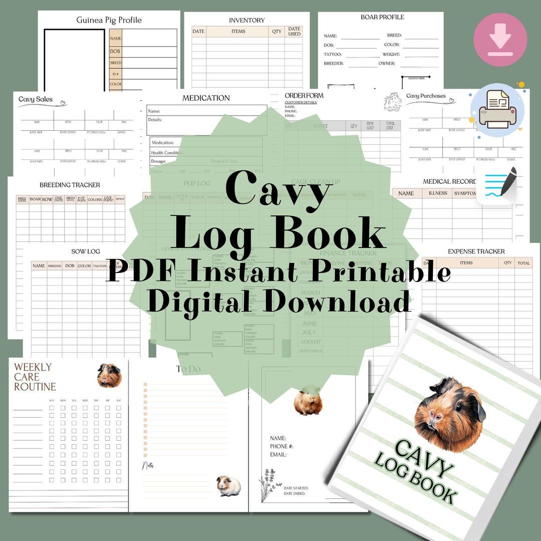 Cavy Log Book, Cavy Breeding, Showing Cavies, Cavy, Guinea Pig Breeding ...