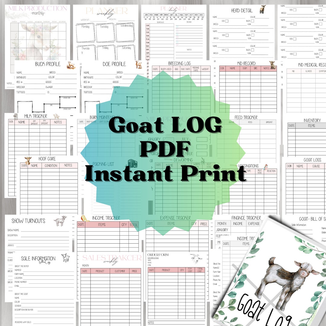 Goat Logbook, Goat Planner, Goat Goodnotes, Goat Notability, Farm ...
