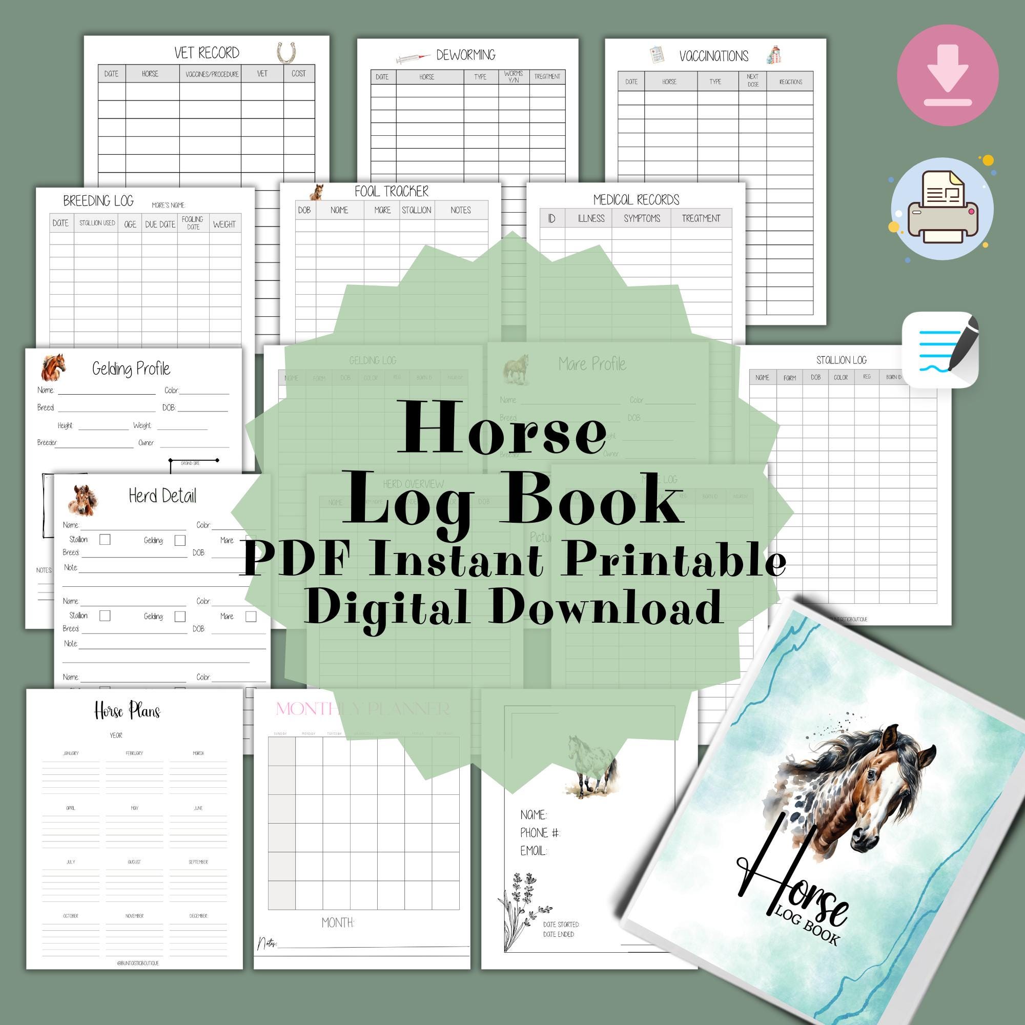 Horse Log Book: Equestrian Planner, Show Records, Breeding Tracker ...