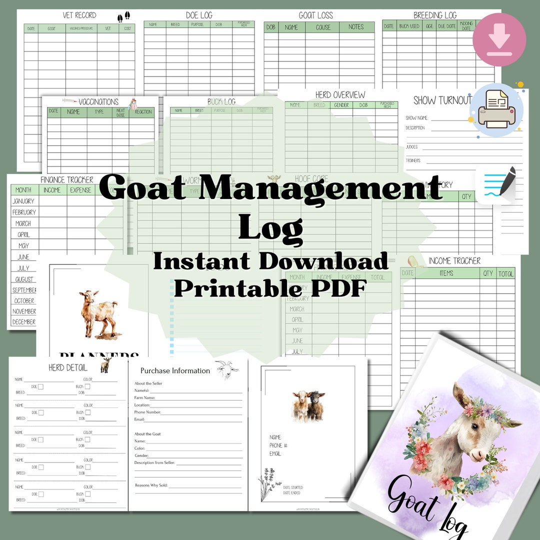 47PG Goat Logbook, Goat Journal, Goat Keeper, Goat, Farm Log, Goat Bill ...