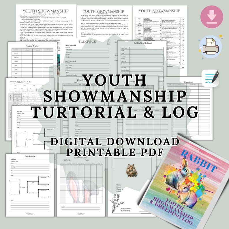 Youth Rabbit Showmanship Log Book & Tutorial (PDF Printable) - Etsy