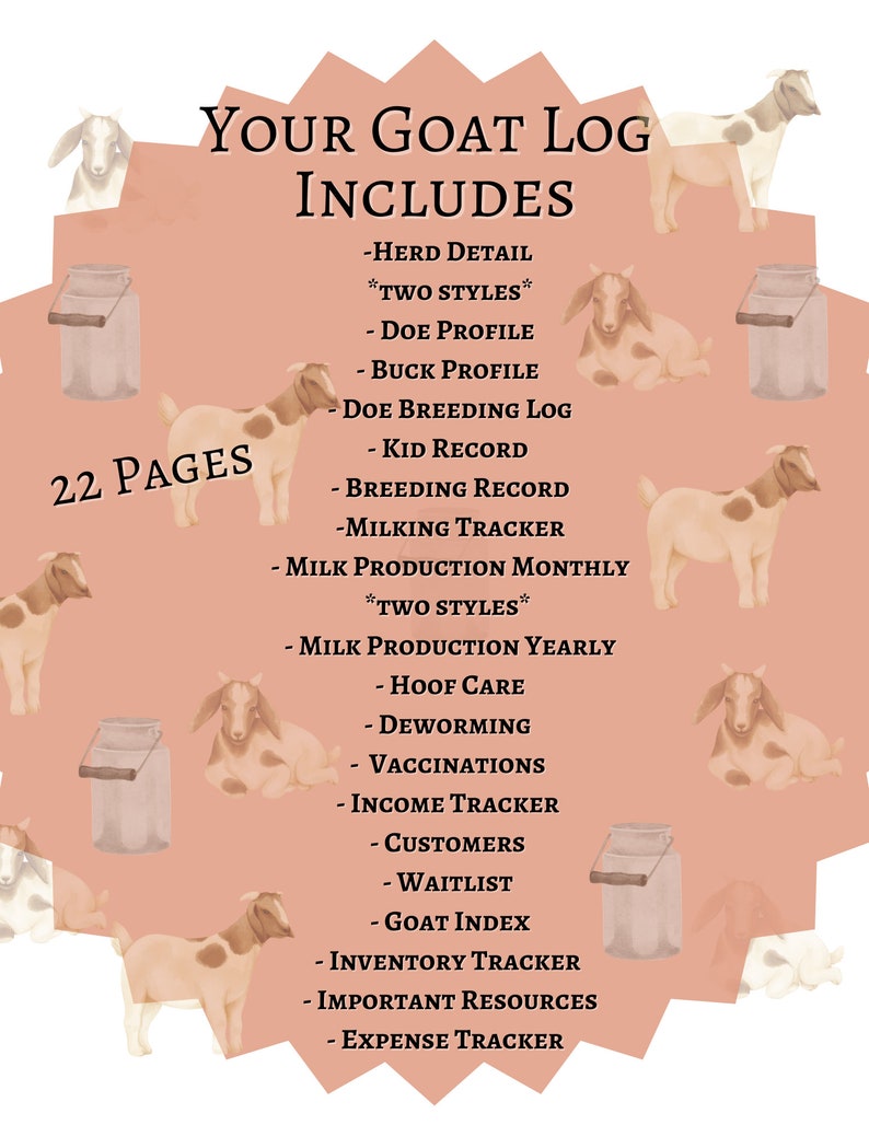 Goat Logbook Goat Journal Goat Keeper Goat Farm Log Milk - Etsy