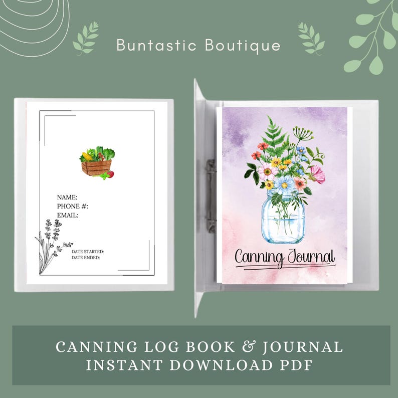 Canning Journal, Food Preservation Log Book (PDF Digital Download) - Etsy