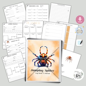 Spider Journal - 20 Pg Logbook, Jumping Spider Tracker, Spider Feed ...