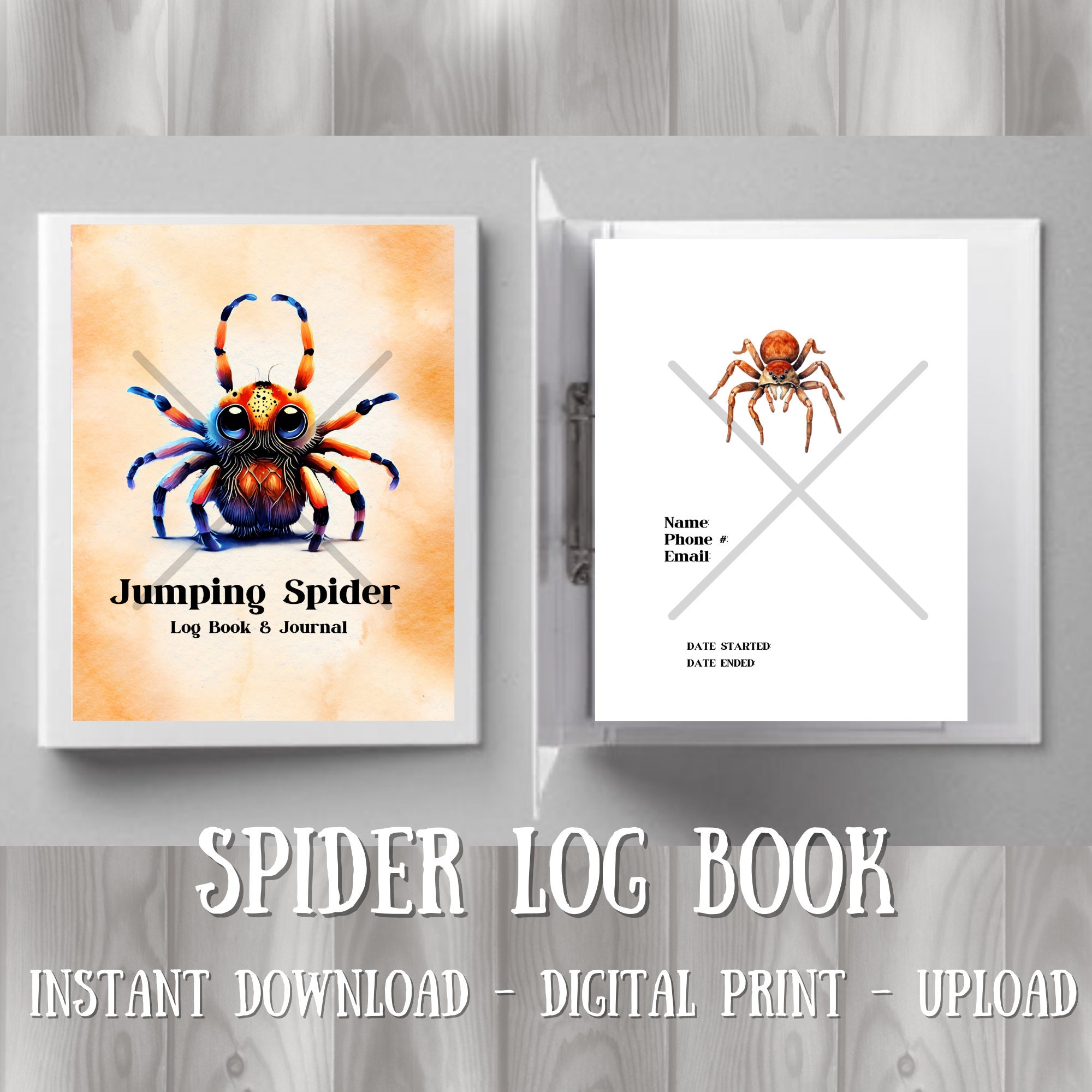 Spider Journal - 20 Pg Logbook, Jumping Spider Tracker, Spider Feed ...