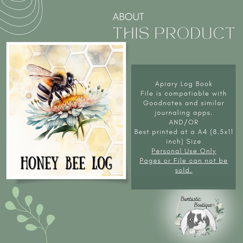 Bee Keeper Journal, Honey Tracker, Apiary Log (printable PDF) - Etsy